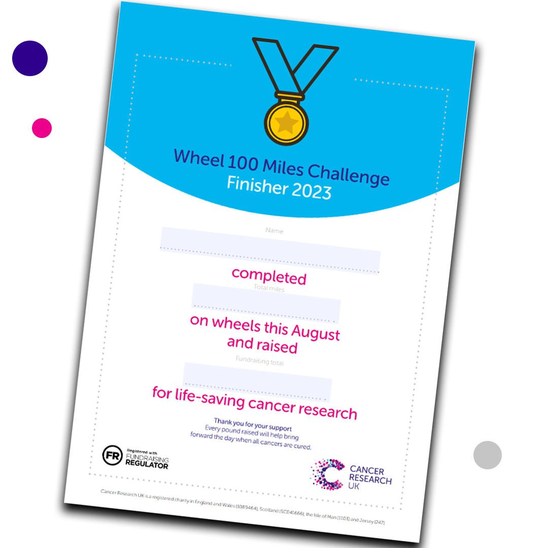 Wheel 100 Challenge Fundraising Hub | Cancer Research UK
