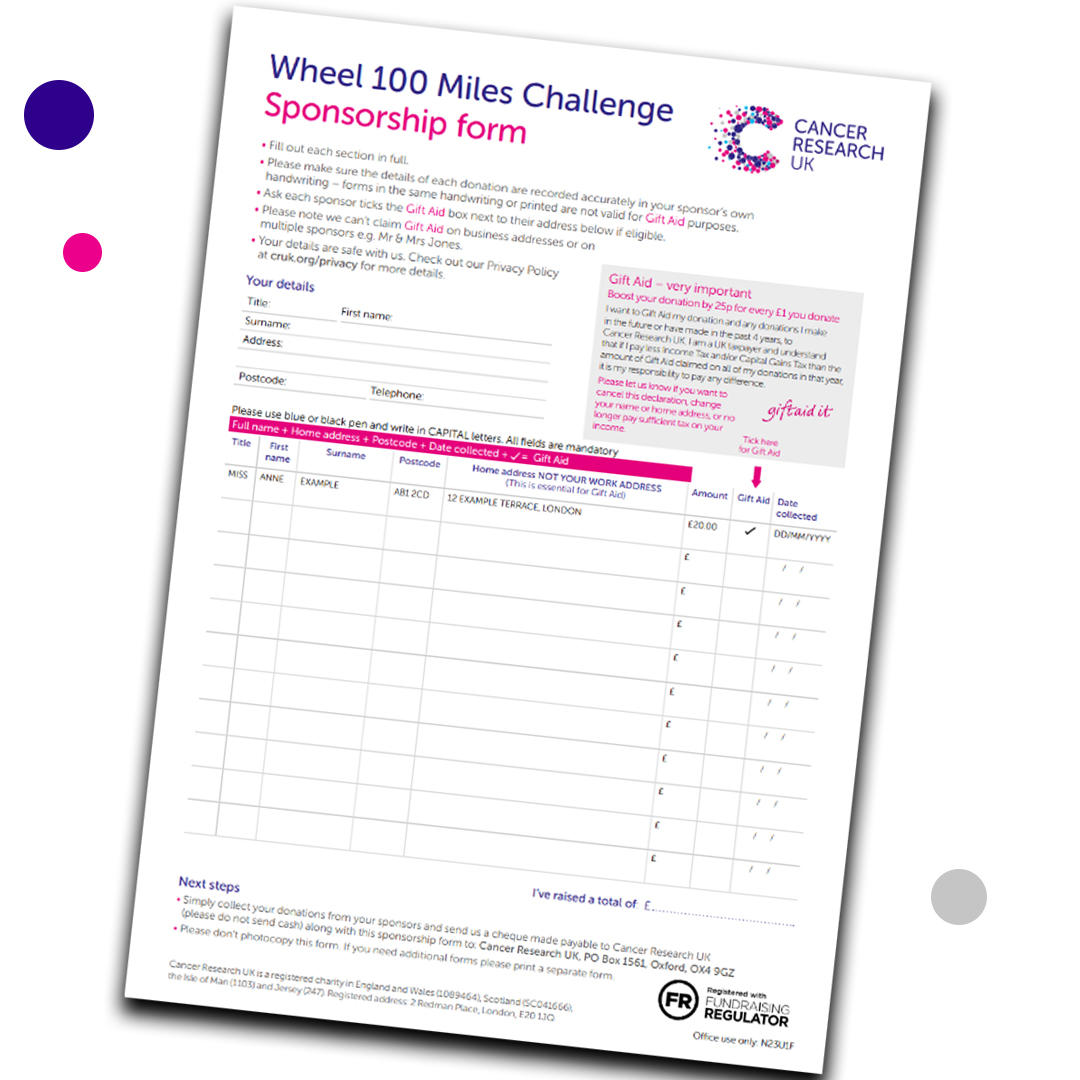 Wheel 100 Challenge Fundraising Hub | Cancer Research UK